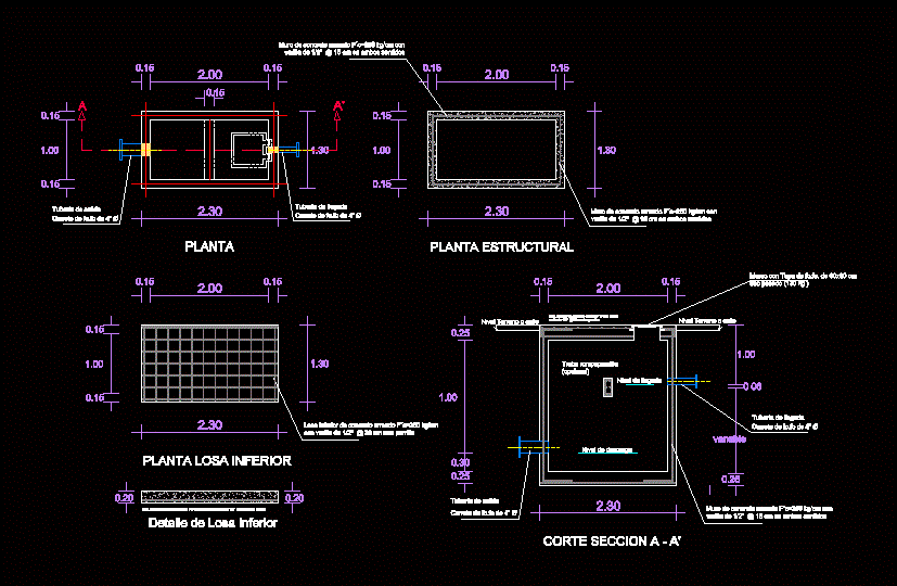 Caja o cisterna rompedora de presion - BLOQUES PARA AUTOCAD GRATIS
